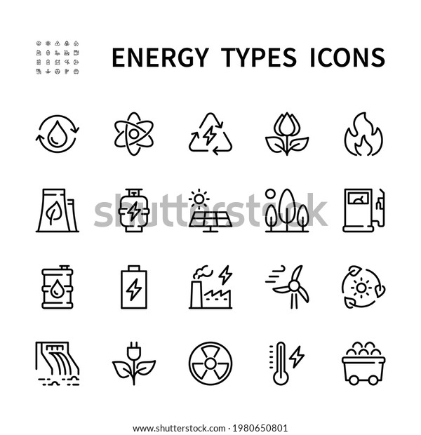 Energy Types Vector Linear Icons Set Stock Vector (Royalty Free ...