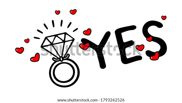 Engagement Ring Doodle Vector Illustration Love: เวกเตอร์สต็อก (ปลอดค่า ...