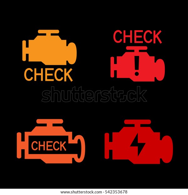 Engine Check Icon Car Control Panel 库存矢量图（免版税）542353678