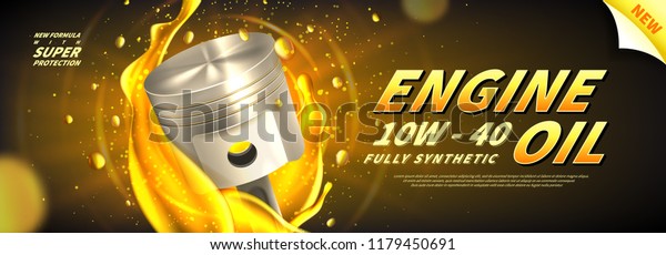 Engine Oil Advertisement Web Banner Vector Stock Vector (Royalty Free ...