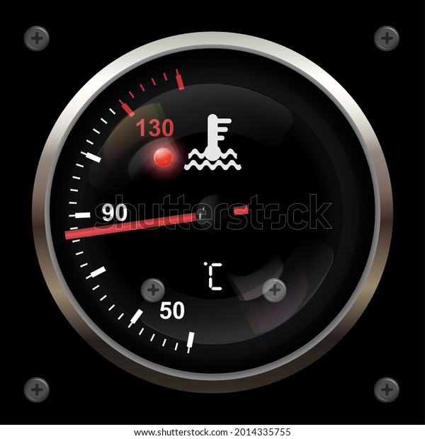 Engine Temperature On Isolated Black Background Stock Vector (Royalty ...
