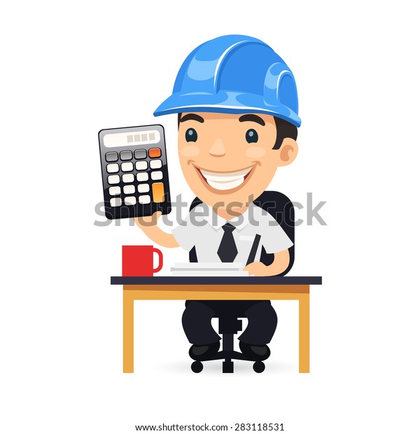 Engineer Cartoon Character Calculator Isolated On Stock Vector (Royalty ...