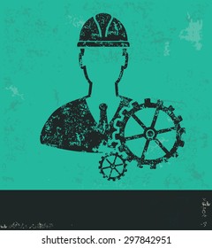 Engineer Design On Green Backgroundgrunge Vector Stock Vector (Royalty ...