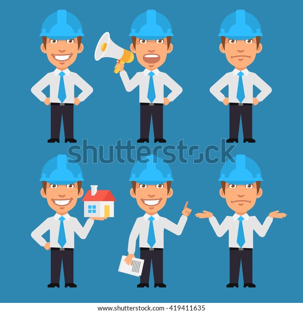 Engineer Holds Megaphone Documents Showing Stock Vector (Royalty Free ...
