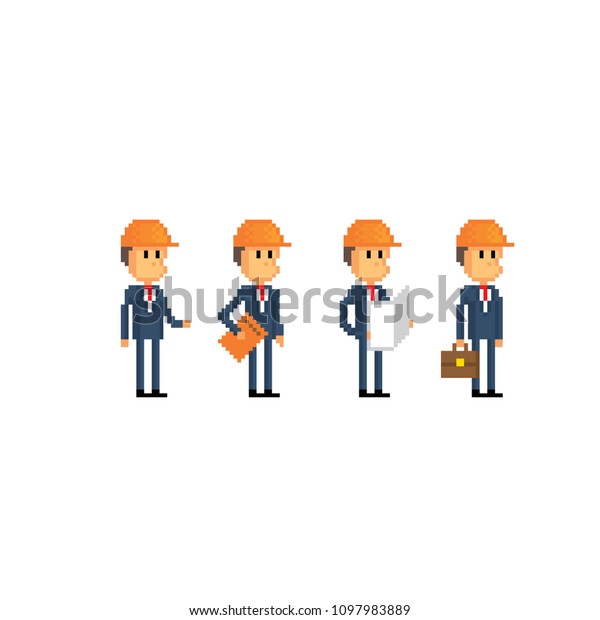 Engineer Icon Pixel Art Old School Stock Vector (Royalty Free) 1097983889