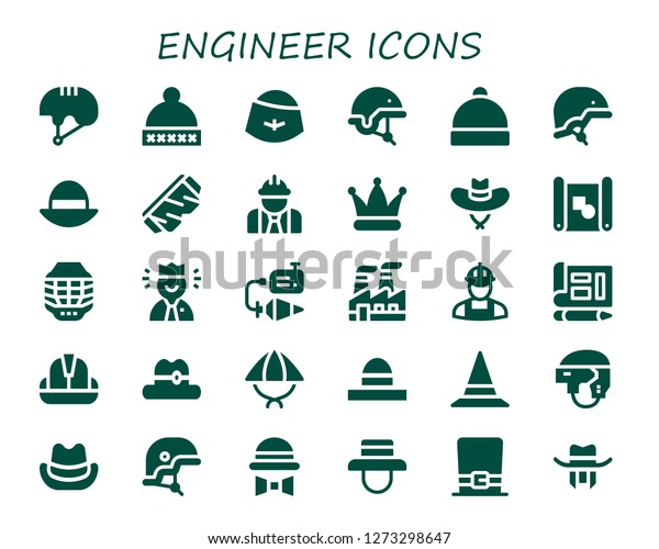 Engineer Icon Set 30 Filled Engineer Stock Vector (Royalty Free ...