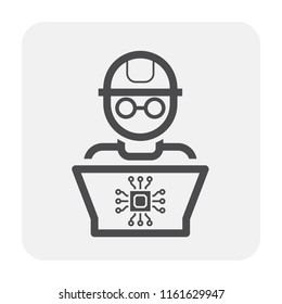 Engineer Laptop Icon Design Black Outline Stock Vector (Royalty Free ...