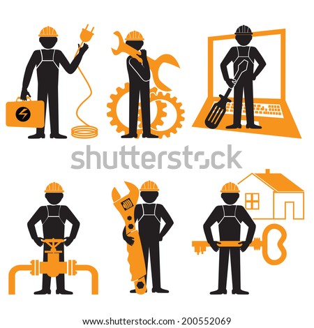 Engineer Mechanic Electrician Wireman Construction Architect Stock ...