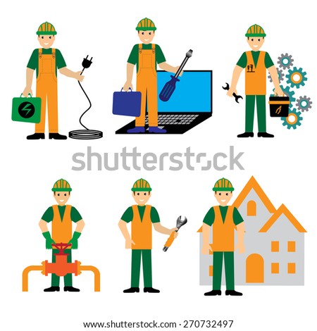 Engineer Mechanic Electrician Wireman Construction Architect Stock ...