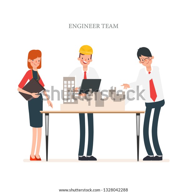 Engineer Mechanics Technician People Worker Teamwork Stock Vector ...