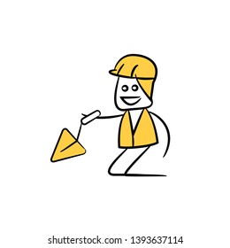 Vector Illustration Flagger Man Flagger Sign Stock Vector (Royalty Free ...