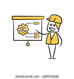 Vektor Stok Engineer Present Doodle Stick Figure Design (Tanpa Royalti ...