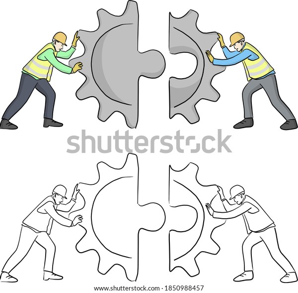 Engineer Put Geer Jigsaw Puzzle Together Stock Vector (Royalty Free ...