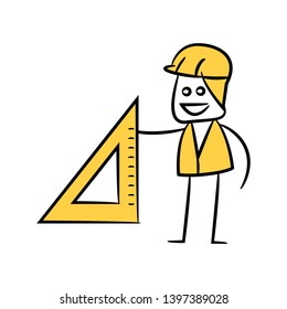 Engineer Ruler Yellow Doodle Stick Figure Stock Vector (Royalty Free ...