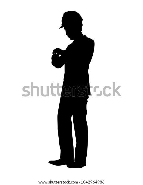 Engineer Silhouette Vector 스톡 벡터(로열티 프리) 1042964986