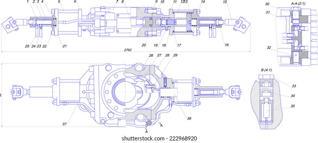 Engineerengineering Drawing Industrial Equipment Vector Format Stock ...