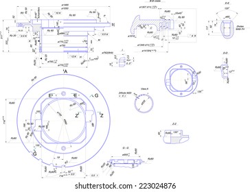 Engineerengineering Drawing Industrial Equipment Vector Format Stock ...