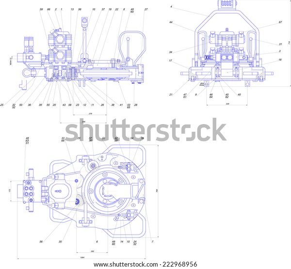 Engineerengineering Drawing Industrial Equipment Vector Format Stock ...