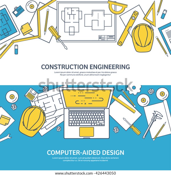 Engineering Architecture Designflat Outline ...