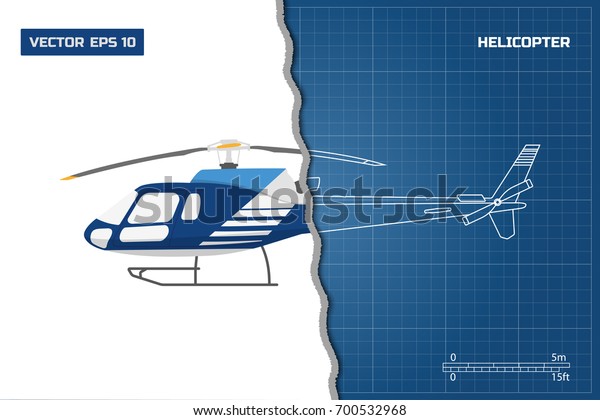 Engineering Blueprint Helicopter Helicopters View Top Stock Vector ...
