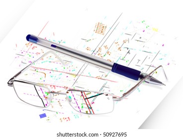 Engineering Concept Glasses Ballpoint Scheme Stock Vector (Royalty Free ...