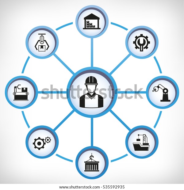 Engineering Construction Icons Circle Diagram Stock Vector (Royalty ...