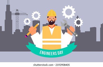 Engineering Construction Illustrated Happy Engineers Day Stock Vector ...