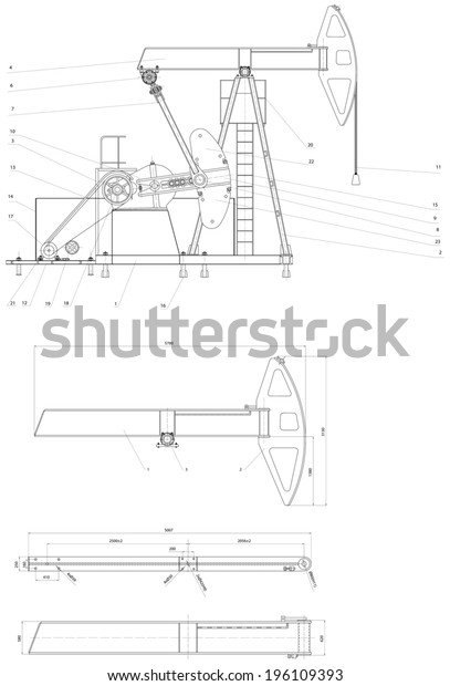 Engineering Drawing Drive Submersible Oil Pump Stock Vector (Royalty ...