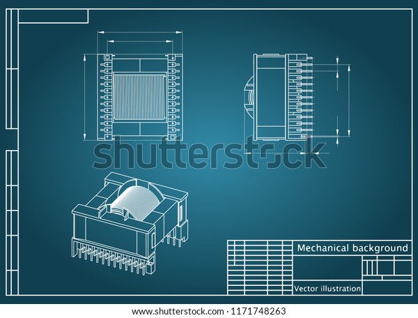 Engineering Drawing Modern Mechanics Blueprints Vector Stock Vector ...