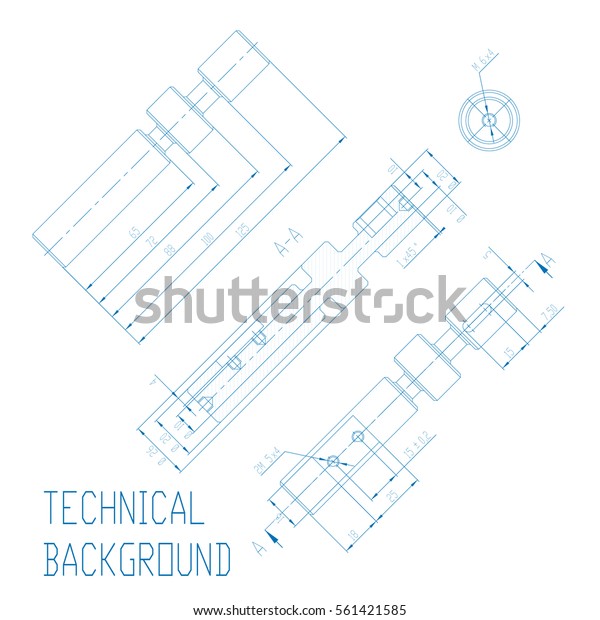 Engineering Drawing Modern Mechanics Blueprints Vector 库存矢量图（免版税 ...