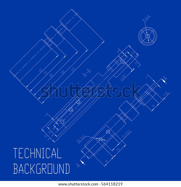 Engineering drawing. Modern mechanics blueprints. Vector technology ...