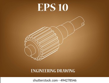 Engineering Drawing Pinion Shaft 3d Stock Vector (Royalty Free ...