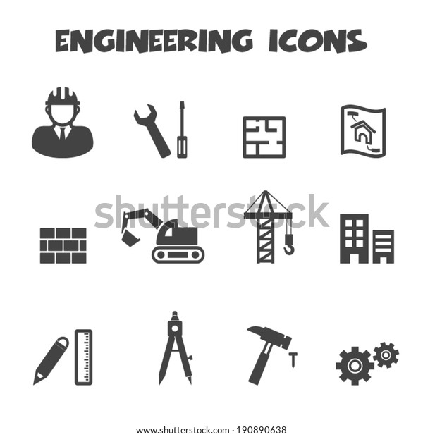 Engineering Icons Mono Vector Symbols Stock Vector (Royalty Free) 190890638