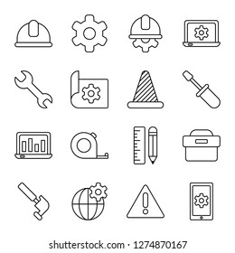 Engineering Icons Pack Isolated Engineering Symbols Stock Vector ...