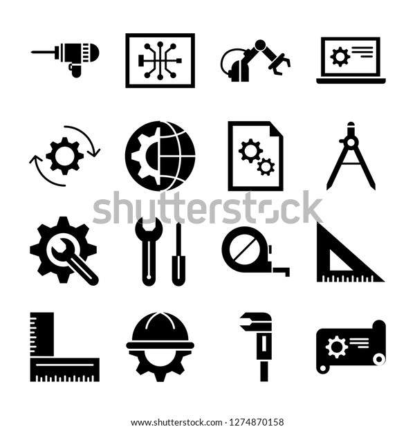 Engineering Icons Pack Isolated Engineering Symbols : image vectorielle ...