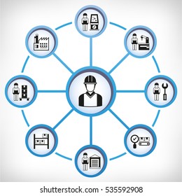 Engineering Manufacturing Icons Circle Diagram: เวกเตอร์สต็อก (ปลอดค่า ...