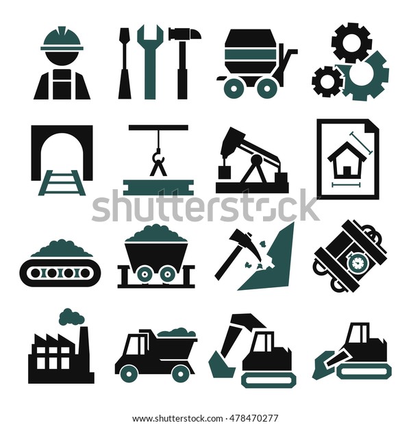 Engineering Mining Worker Icon Set Stock Vector (Royalty Free ...