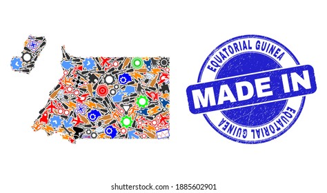 Engineering Mosaic Equatorial Guinea Map Made Stock Vector (Royalty ...