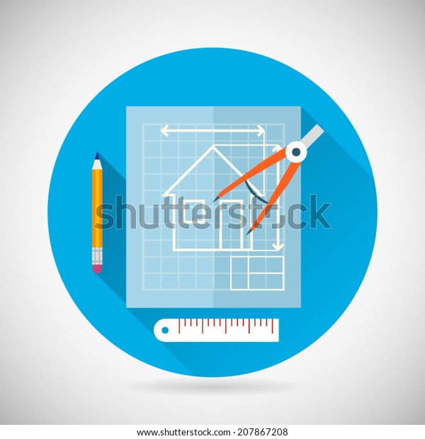 Engineering Planning Symbol Blueprint Compass Divider Stock Vector ...