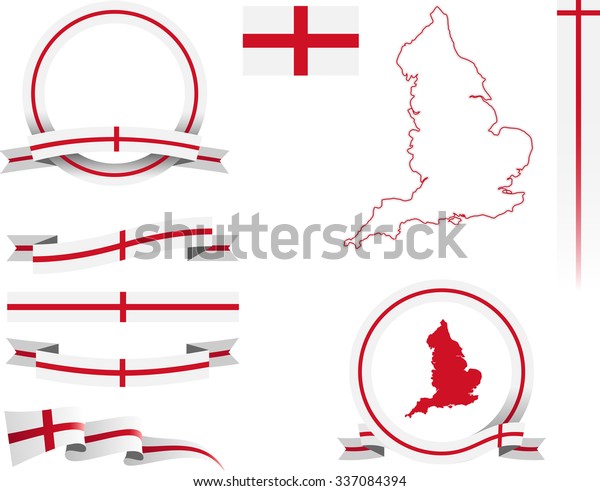 England Banner Set Vector Graphic Ribbons Stock Vector (Royalty Free ...