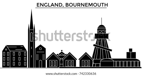 England Bournemouth Architecture Vector City Skyline Stock Vector ...