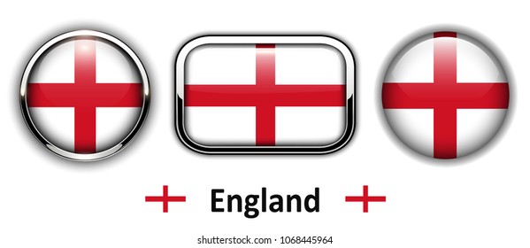 England Flag Buttons 3d Shiny Vector Stock Vector (Royalty Free ...