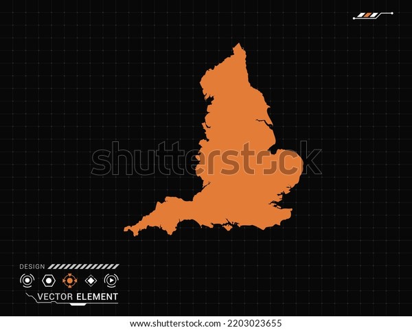 England Map Orange Digital Frame Hud Stock Vector (Royalty Free ...