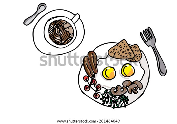 English Breakfast Hand Drawn Vector Illustration Stock Vector (Royalty ...