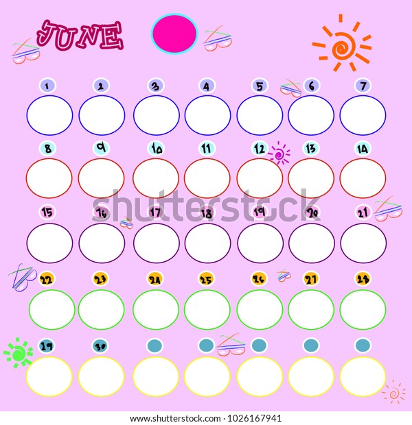 English Calendar Blank Template June: Vector có sẵn (miễn phí bản quyền ...