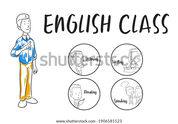 English Class Four Skills English Learning Stock Vector (Royalty Free ...