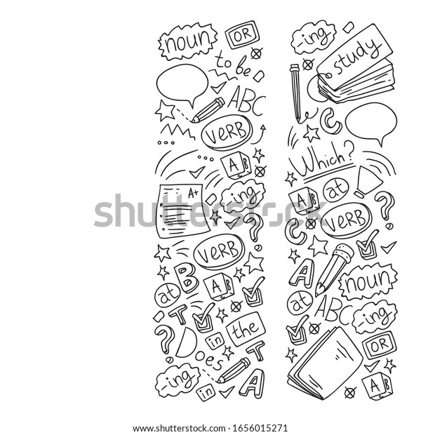 English Courses Doodle Vector Concept Illustration Stock-vektor ...