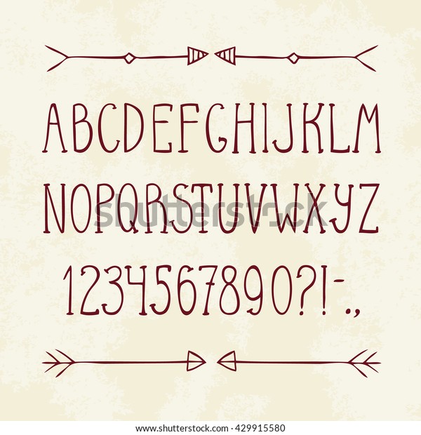 English Hand Drawn Alphabet Arrows Your Stock Vector (Royalty Free ...