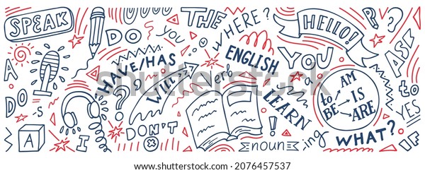 English Hand Drawn English Language Doodle Stock Vector (Royalty Free ...