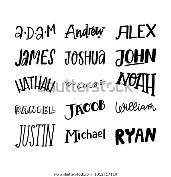 English Hand Lettered Names Stock Vector (Royalty Free) 1012917118